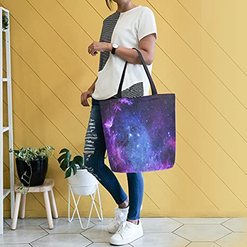 Top Handle Handbags 96 Shoulder Tote Bag Universe Galaxy Nebula Space Tote Washed Canvas Purses Bag for Women Girls