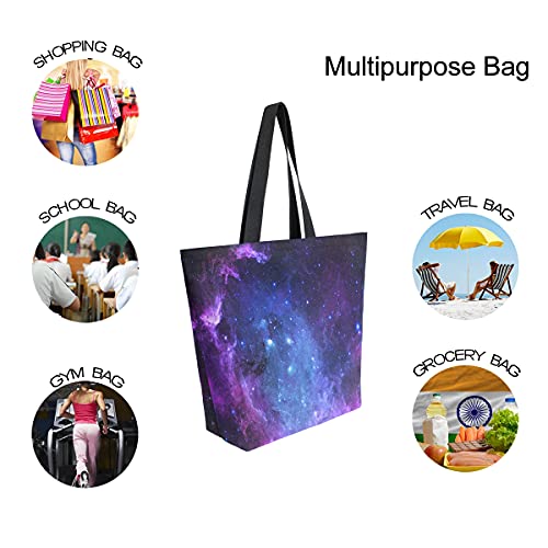 Top Handle Handbags 96 Shoulder Tote Bag Universe Galaxy Nebula Space Tote Washed Canvas Purses Bag for Women Girls