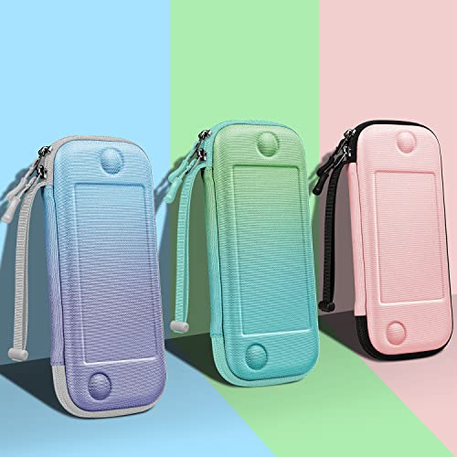 Fintie Slim Carrying Case for Nintendo Switch OLED Model 2021/Switch 2017 - [Slim Fit] Shockproof Protective Travel Storage Bag w/10 Game Cartridges for Switch Console Joy-Con, Seaside Ombre
