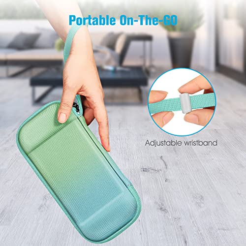 Fintie Slim Carrying Case for Nintendo Switch OLED Model 2021/Switch 2017 - [Slim Fit] Shockproof Protective Travel Storage Bag w/10 Game Cartridges for Switch Console Joy-Con, Seaside Ombre