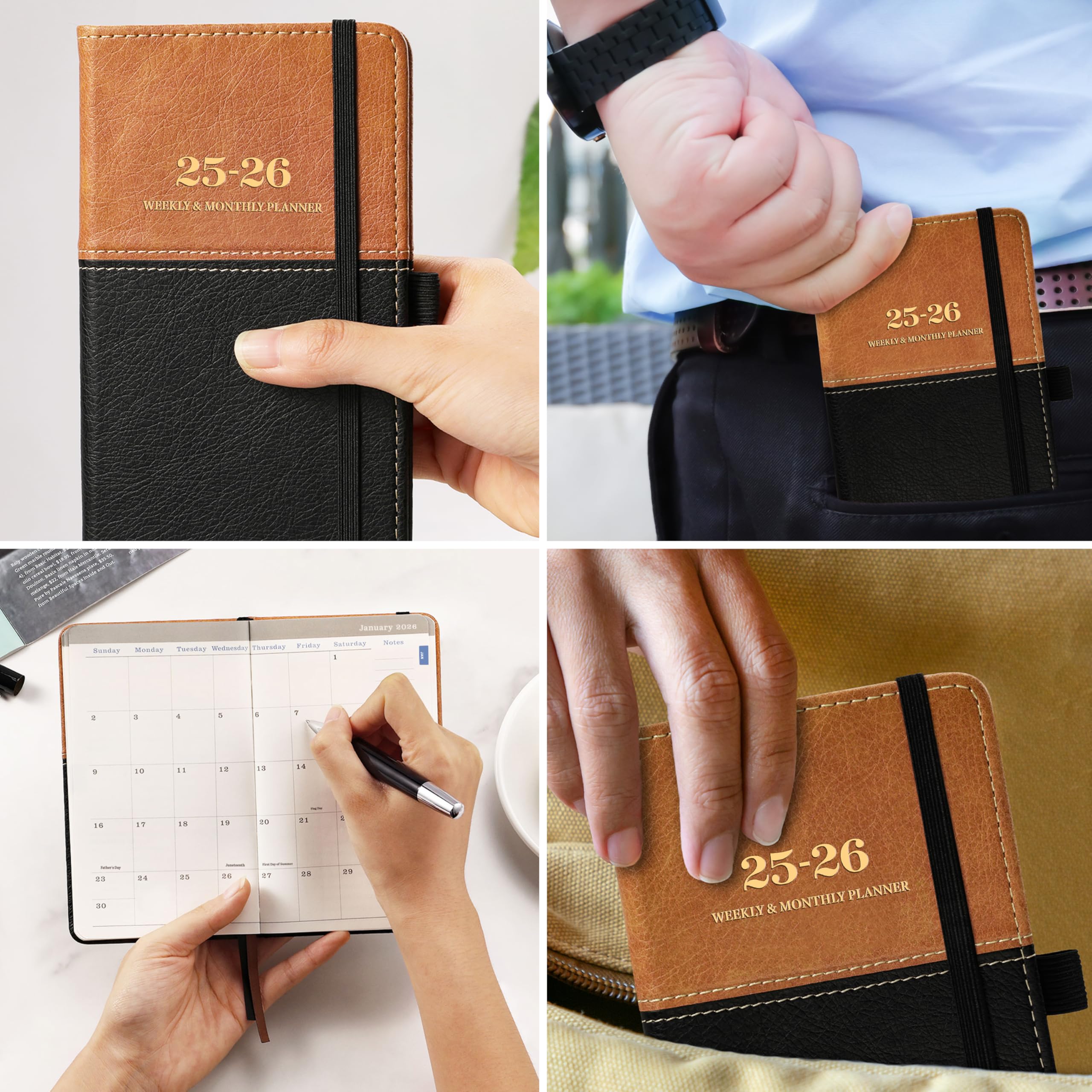 2023 Pocket Planner - Pocket Calendar 2023, Weekly Monthly Planner from January 2023 to December 2023, Small Planner for Purse with Elastic Closure, Inner Pocket