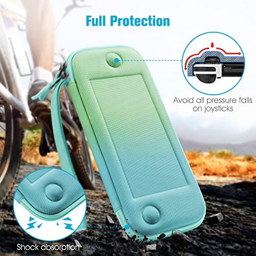 Fintie Slim Carrying Case for Nintendo Switch OLED Model 2021/Switch 2017 - [Slim Fit] Shockproof Protective Travel Storage Bag w/10 Game Cartridges for Switch Console Joy-Con, Seaside Ombre