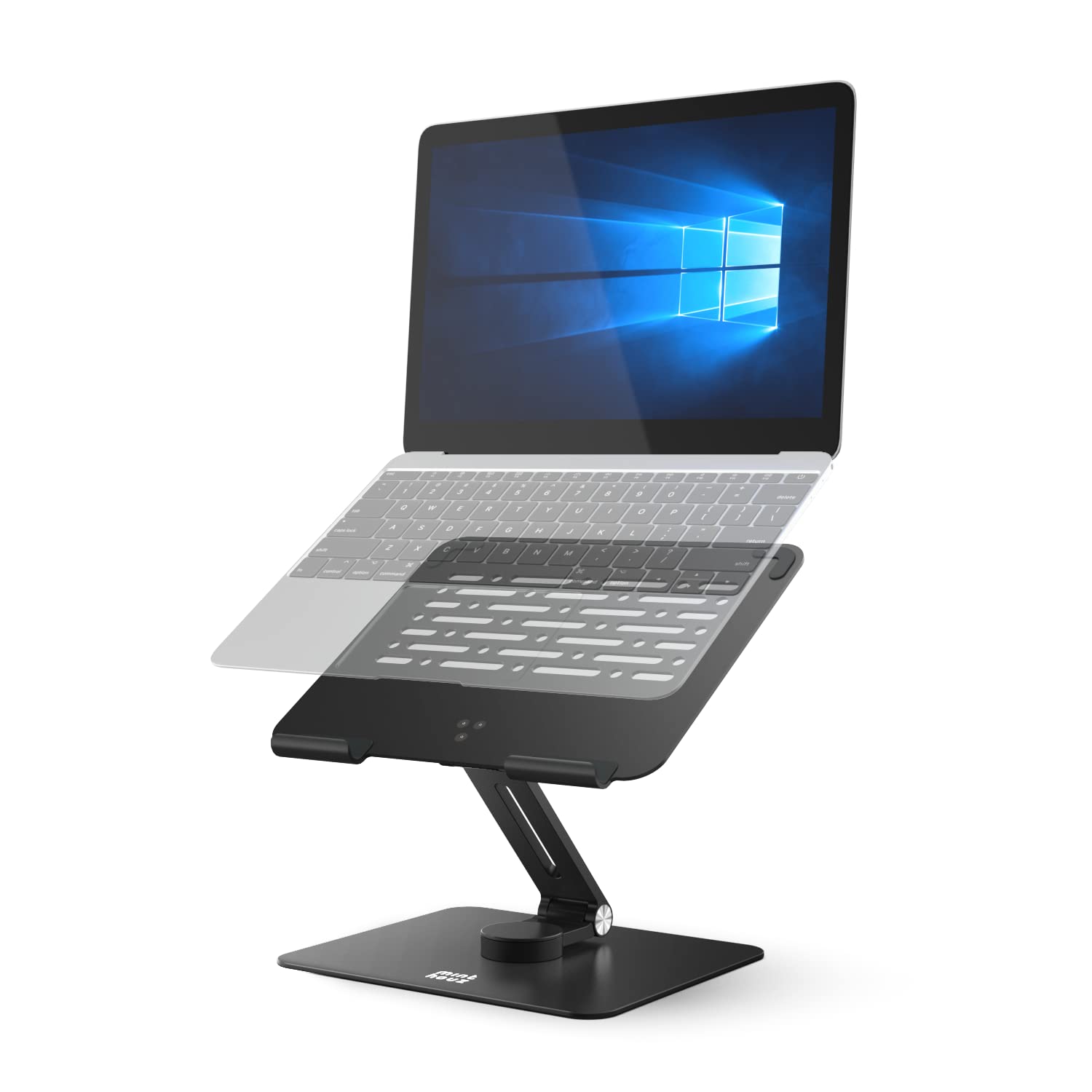 Minthouz 360° Swivel Laptop Stand for Desk, Aluminum Laptop Riser Foldable Laptop Holder Ergonomic Notebook Stand, Height Adjustable Computer Stand Fit for All Laptops 10-17 inch(Black)