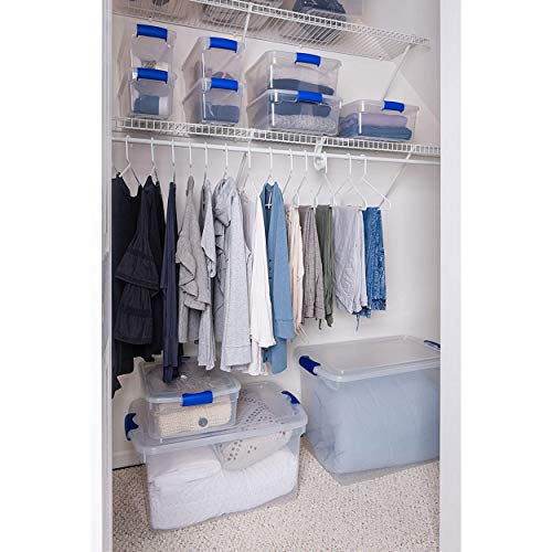 HOMZ Heavy Duty Modular Stackable Storage Tote Containers with Latching Lids, 15.5 Quart Capacity, Clear, 8 Pack