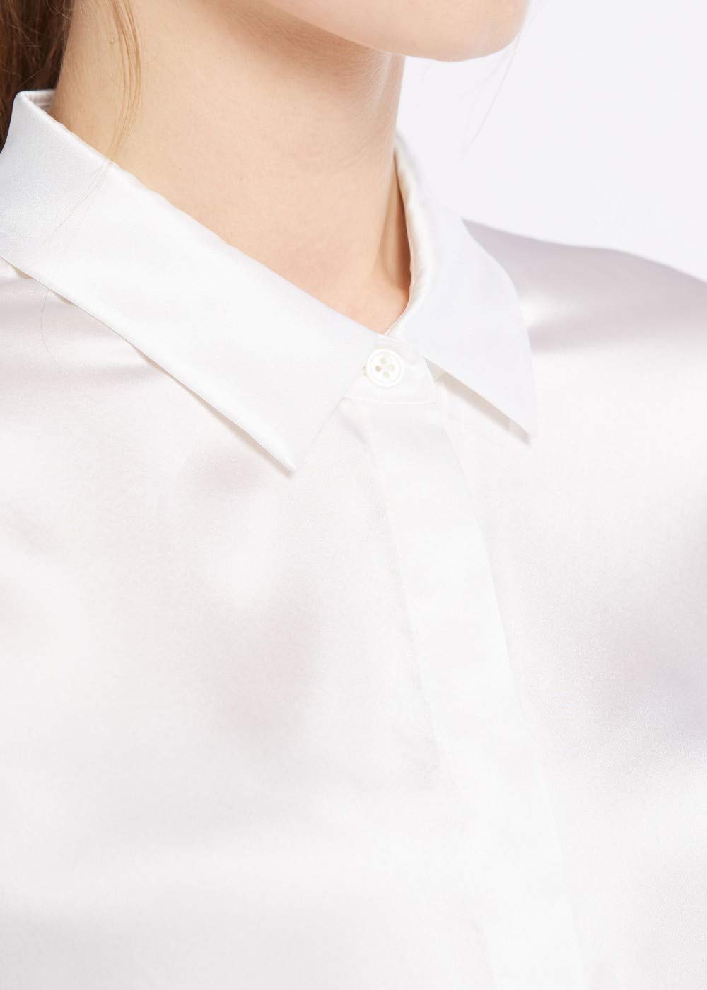 LilySilk Women's Silk Blouse 100% 22MM Silk Button-Down Shirt Long Sleeves Classic Timeless Top for All Seasons Casual Business, Natural White L