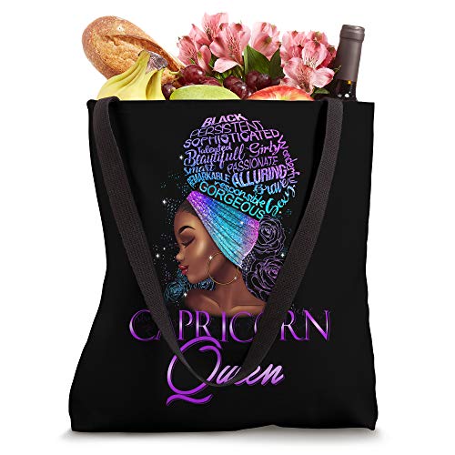 Purple Capricorn Queen African American December January Tote Bag
