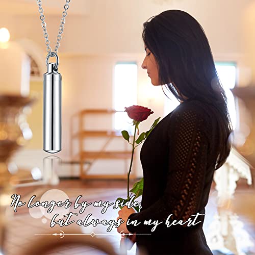 Urn Necklace for Ashes Cremation Cylinder Memorial Stainless Steel Memorial Pendant for Women Men Loved Ones (Silver,10 Pieces)