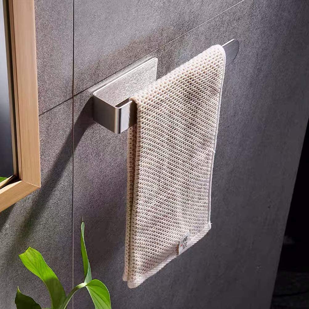 MOKIUER Hand Towel Holder Hand Towel Ring Towel Bar for Bathroom Kitchen Self Adhesive,Stainless Steel Brushed.Pack of 2