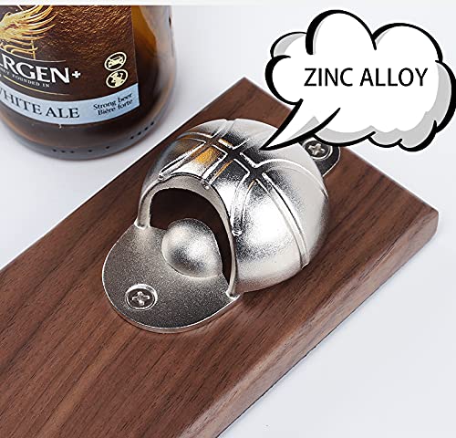 Wall-mounted magnetic bottle opener, wooden, Bottle cap catcher,Ideal Gift for Men and Beer Lovers