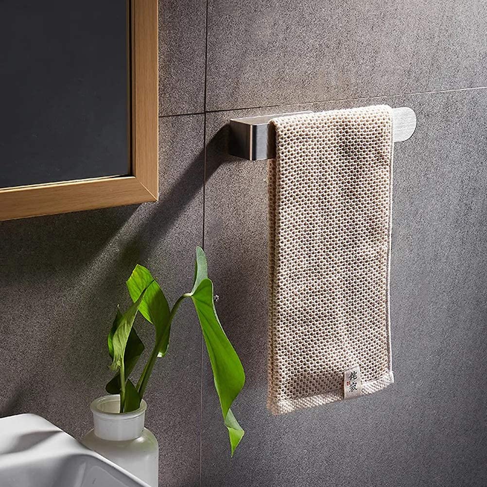 MOKIUER Hand Towel Holder Hand Towel Ring Towel Bar for Bathroom Kitchen Self Adhesive,Stainless Steel Brushed.Pack of 2