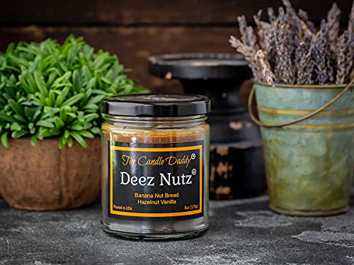 Deez Nutz - Funny Banana Nut Bread Scented Candle - Christmas, New Years - Long Burn Time - Hand Poured in USA - 6oz