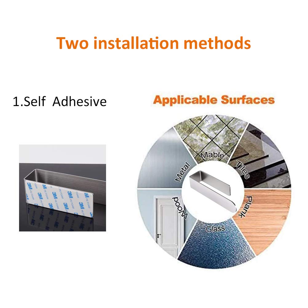 MOKIUER Hand Towel Holder Hand Towel Ring Towel Bar for Bathroom Kitchen Self Adhesive,Stainless Steel Brushed.Pack of 2