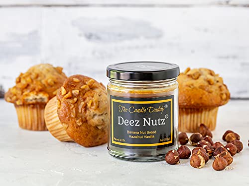 Deez Nutz - Funny Banana Nut Bread Scented Candle - Christmas, New Years - Long Burn Time - Hand Poured in USA - 6oz