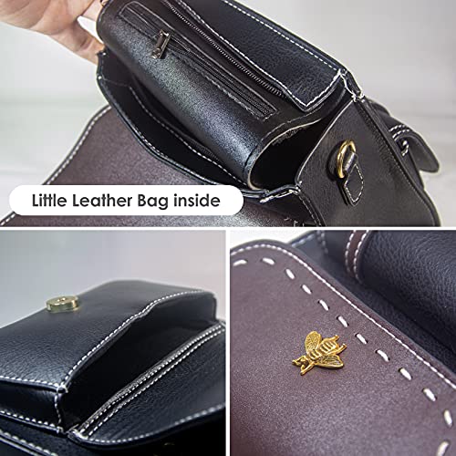 Little Bee Women's Mini Backpack Faux Leather Backpack Designer Cute Girls Convertible Purse Stylish Crossbodybag (Black)