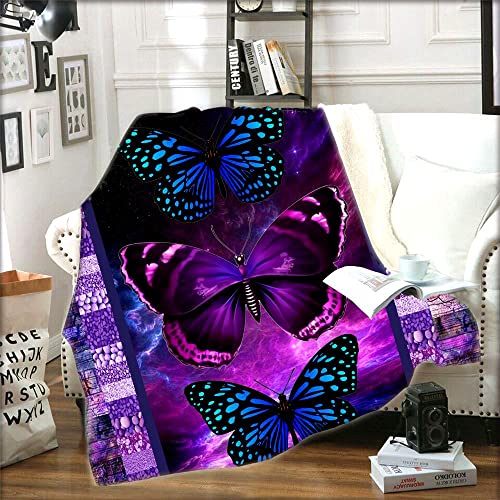 Ultra Soft Butterfly Theme Blanket for Kids and Adults Microfiber Plush Sherpa Blanket for Bed and Couch Warm Fuzzy Throw Blanket Cozy Throws Blankets (Butterfly01, 130cm x 150cm(51'' x 59''))