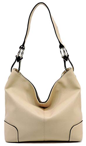 Fashion Hooked Single Strap Classic Hobo Bucket Bag Purse Womens Satchel Classic Handbag (Nude)