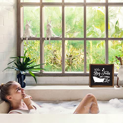 COM-PAD Funny Farmhouse Bathroom Decor Signs - 6 Interchangeable Wall Decorations w/ Hilarious Sayings and Rustic Frame - Instantly Create a Fun Filled Bathroom In Your Home