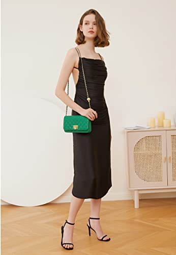 Hysnan Quilted Crossbody Bags for Women Small Leather Clutch Purses Crossbody Handbags Shoulder Bag with Chain Strap