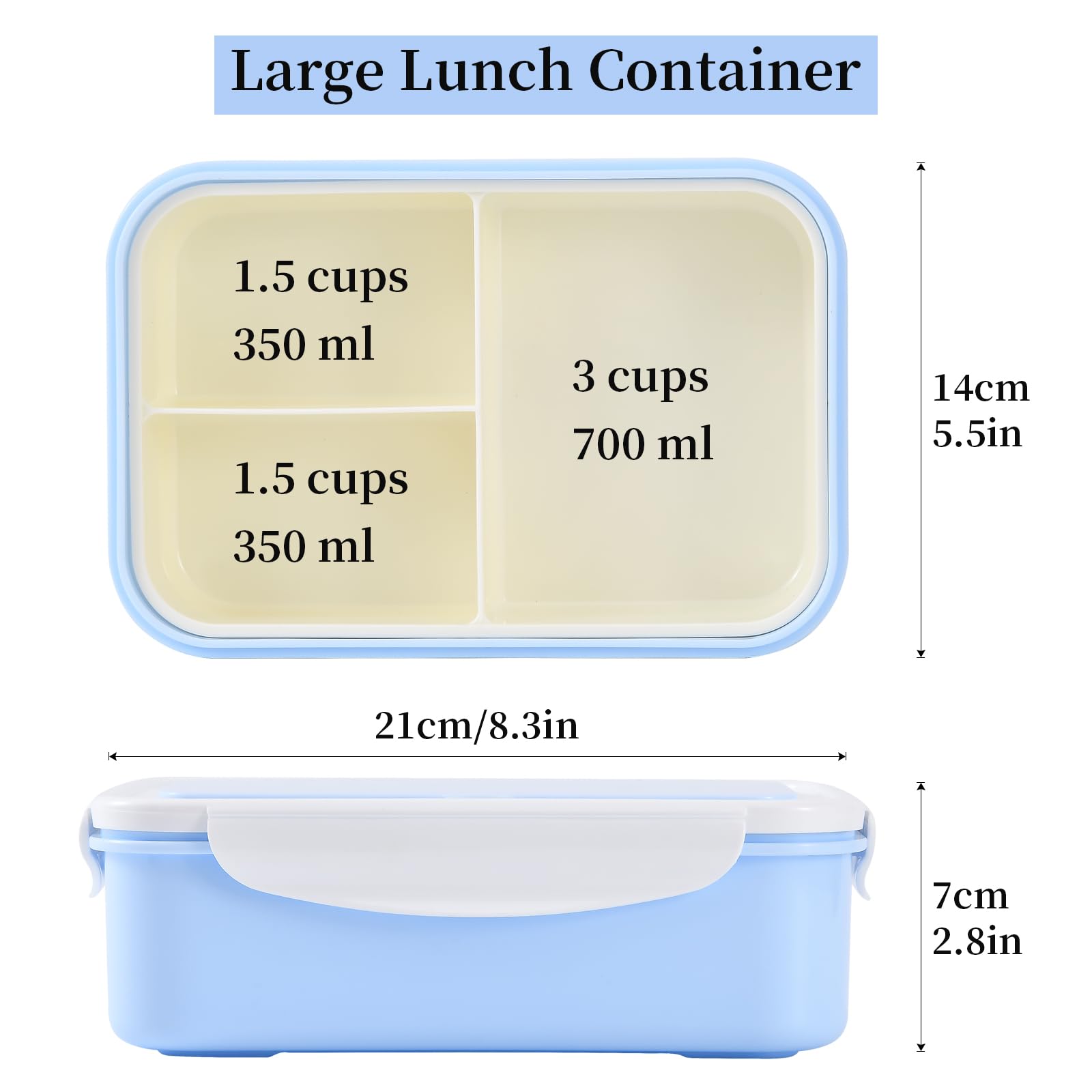 UPTRUST Bento Lunch container For Kids, Bento adult box With 3 Compartment. Leak-proof, Microwave safe, Dishwasher Safe, Freezer Safe,Meal Fruit Snack Packing Box(Spoon&Fork included) (Pink)