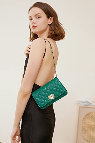 Hysnan Quilted Crossbody Bags for Women Small Leather Clutch Purses Crossbody Handbags Shoulder Bag with Chain Strap