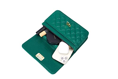 Hysnan Quilted Crossbody Bags for Women Small Leather Clutch Purses Crossbody Handbags Shoulder Bag with Chain Strap