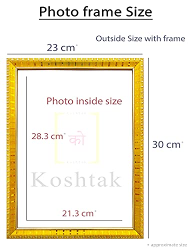 Koshtak Durga maa/vaishno Devi/nav Durga on Tiger maa Saraswati & laxmi Photo Frame with Laminated Poster (30 x 23 cm)(Golden Frame)