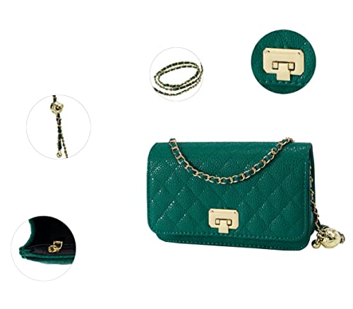 Hysnan Quilted Crossbody Bags for Women Small Leather Clutch Purses Crossbody Handbags Shoulder Bag with Chain Strap