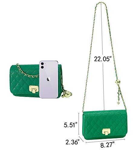 Hysnan Quilted Crossbody Bags for Women Small Leather Clutch Purses Crossbody Handbags Shoulder Bag with Chain Strap