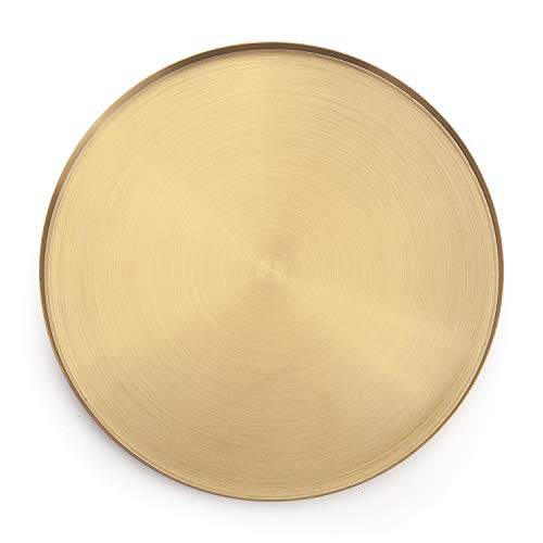 IVAILEX Gold Stainless Steel Round Jewelry and Make up Organiser/Candle Plate Decorative Tray (12.6 inches)