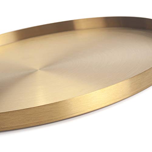 IVAILEX Gold Stainless Steel Round Jewelry and Make up Organiser/Candle Plate Decorative Tray (12.6 inches)