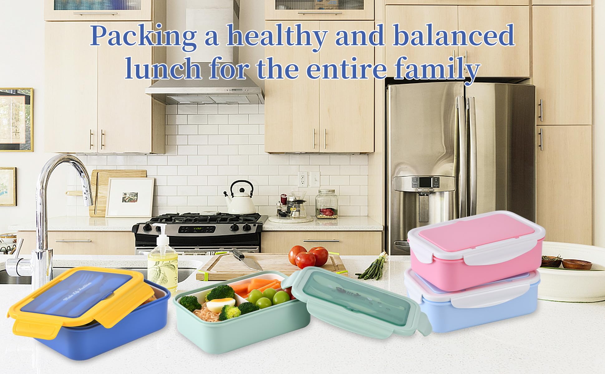 UPTRUST Bento Lunch container For Kids, Bento adult box With 3 Compartment. Leak-proof, Microwave safe, Dishwasher Safe, Freezer Safe,Meal Fruit Snack Packing Box(Spoon&Fork included) (Pink)