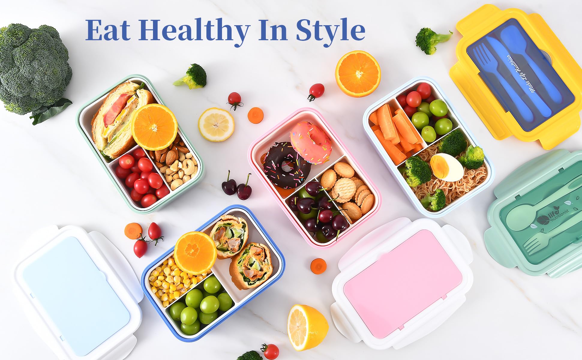 UPTRUST Bento Lunch container For Kids, Bento adult box With 3 Compartment. Leak-proof, Microwave safe, Dishwasher Safe, Freezer Safe,Meal Fruit Snack Packing Box(Spoon&Fork included) (Pink)