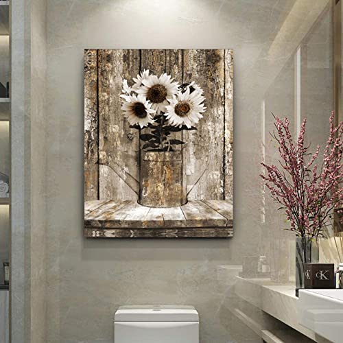 Farmhouse Wall Decor Canvas Wall Art Rustic Floral Country Sunflower 16"x24" Home Decor for Bedroom LivingRoom Rustic Decor Artwork Poster (Unframed)