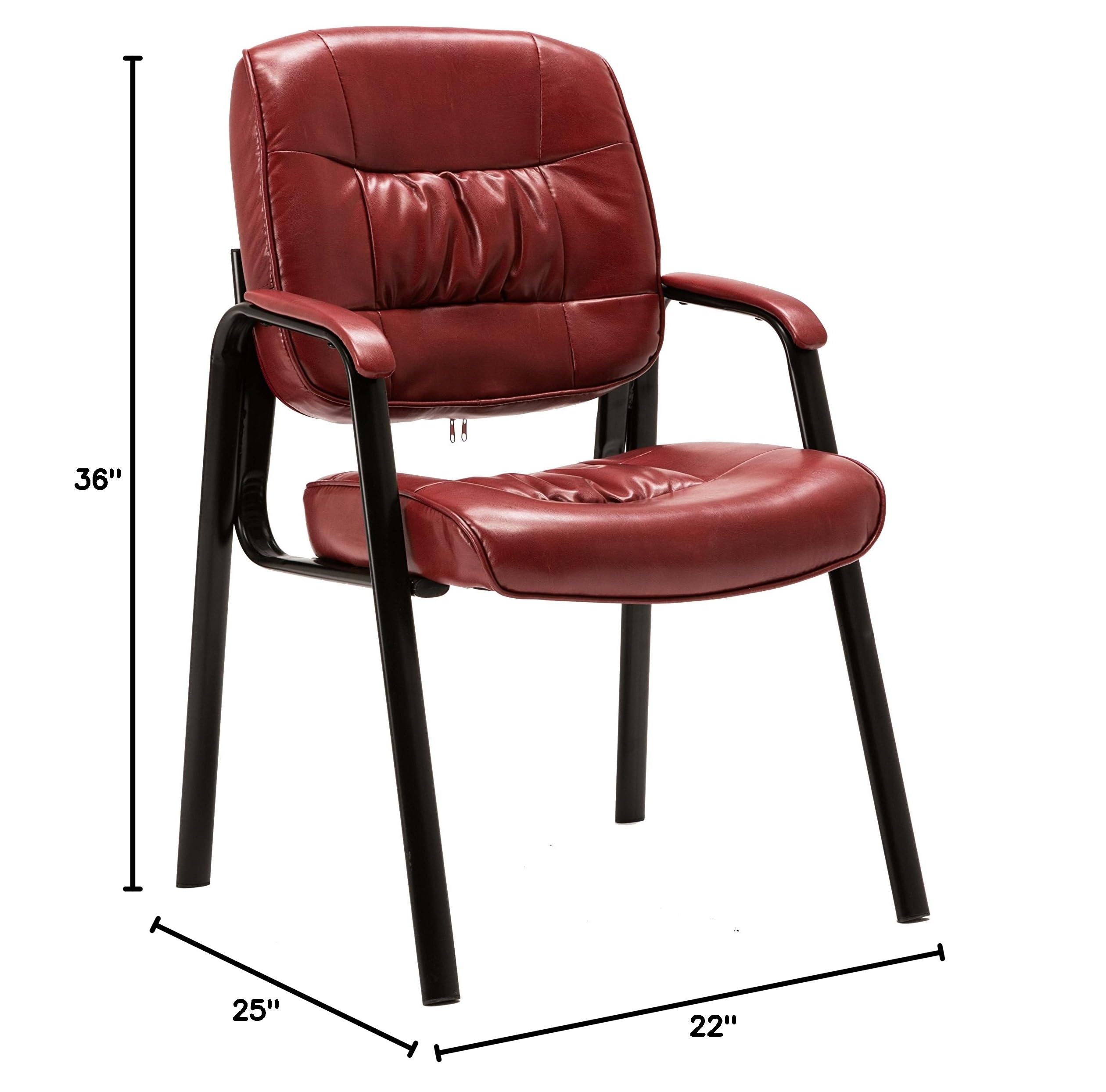 BTEXPERT Leather Office Executive Waiting Room Guest Reception Side Conference Chair, Burgundy, 1