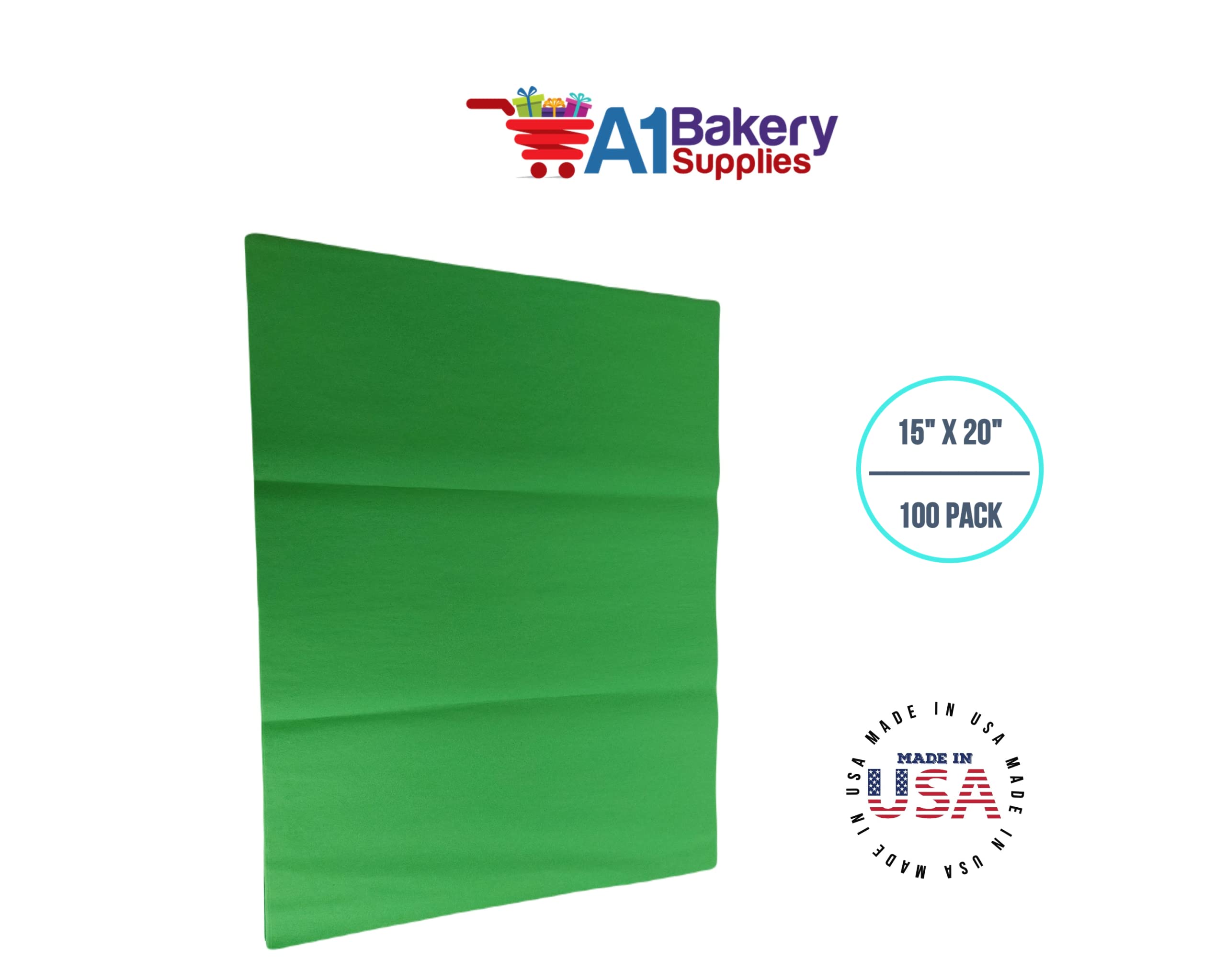 Groovy Green Tissue Paper 15 X 20-100 Sheet Pack Premium HIgh Quality Tissue A1 Bakeru Supplies Made in USA