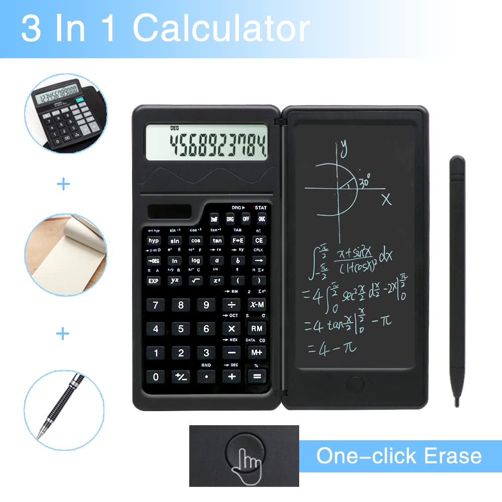 Solar Scientific Calculators,Lvesunny Scientific Calculator with Notepad, Large 10-Digit Display Screen, Solar and Battery Power, Ideal for Basic Math, Perfect School Supplies for Students (Solar)