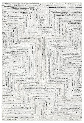 Safavieh Micro-Loop Collection 3' x 5' Light GreyIvory MLP176F Handmade Premium Wool Entryway Living Room Foyer Bedroom Accent Rug