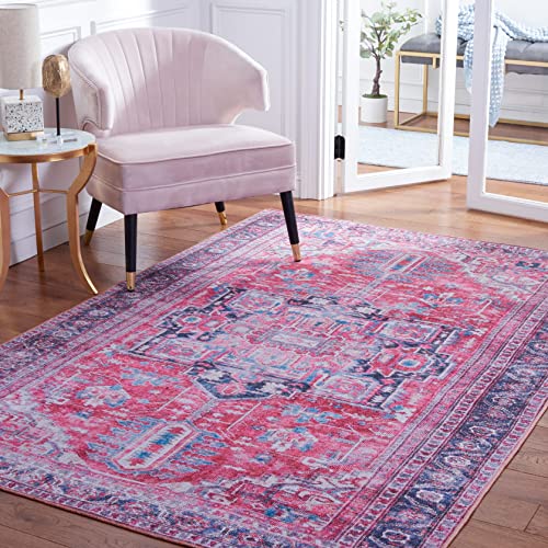 SAFAVIEH Serapi Collection Machine Washable 5'3" x 7'7" Navy/Red SEP389N Boho Chic Living Room Dining Bedroom Area Rug