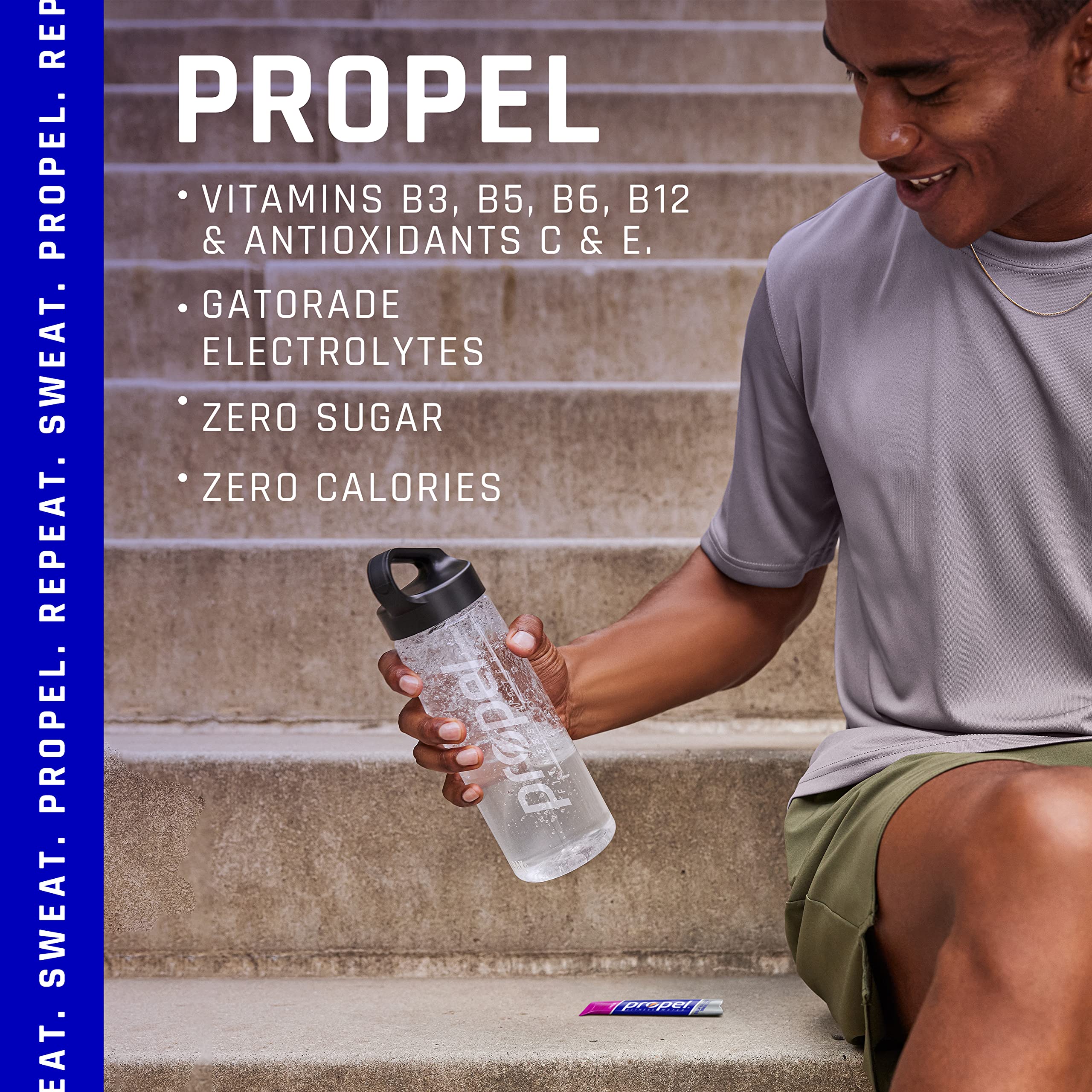 Propel Powder Packets, 3 Flavor Variety Pack, Electrolytes, Vitamins and No Sugar, Packaging May Vary, 0.88 Ounce (Pack of 5)
