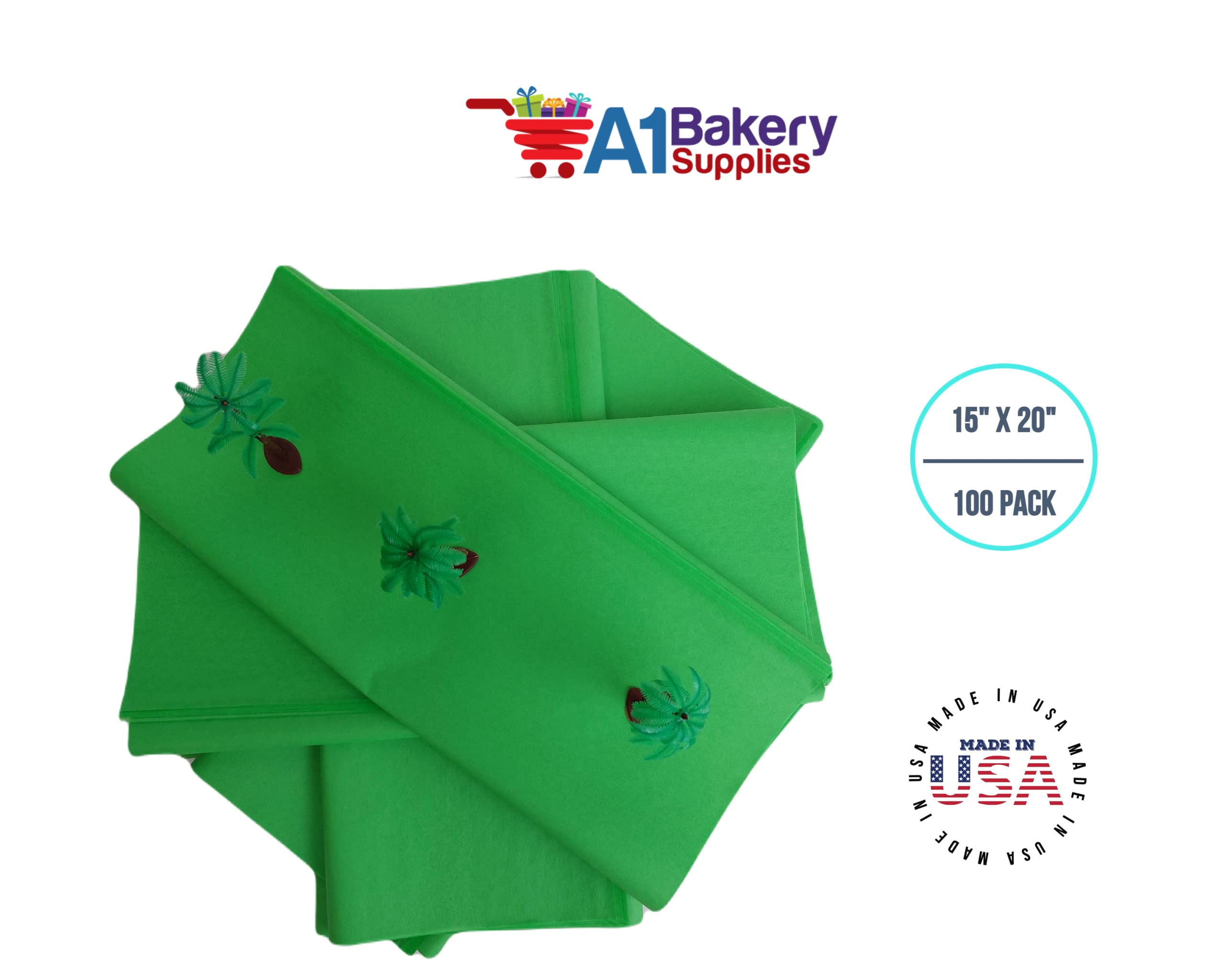 Groovy Green Tissue Paper 15 X 20-100 Sheet Pack Premium HIgh Quality Tissue A1 Bakeru Supplies Made in USA
