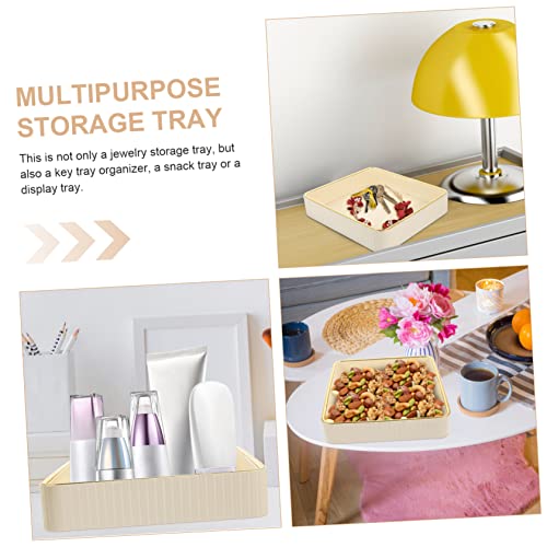 BESTOYARD 3pcs Leather Storage Tray Jewelry Dish Tray Luxury Decor Ring Display Holder Perfume Organizer Ring Dish Faux Leather Tray Jewelry Display Plate Storage Plate Jewelry Display Tray