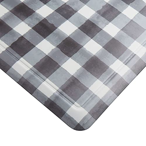 Home Dynamix Cat Cora Printed Embossed Gentle Step Buffalo Check French Country Kitchen Mat, Black/White, 19.6" x 39.3"