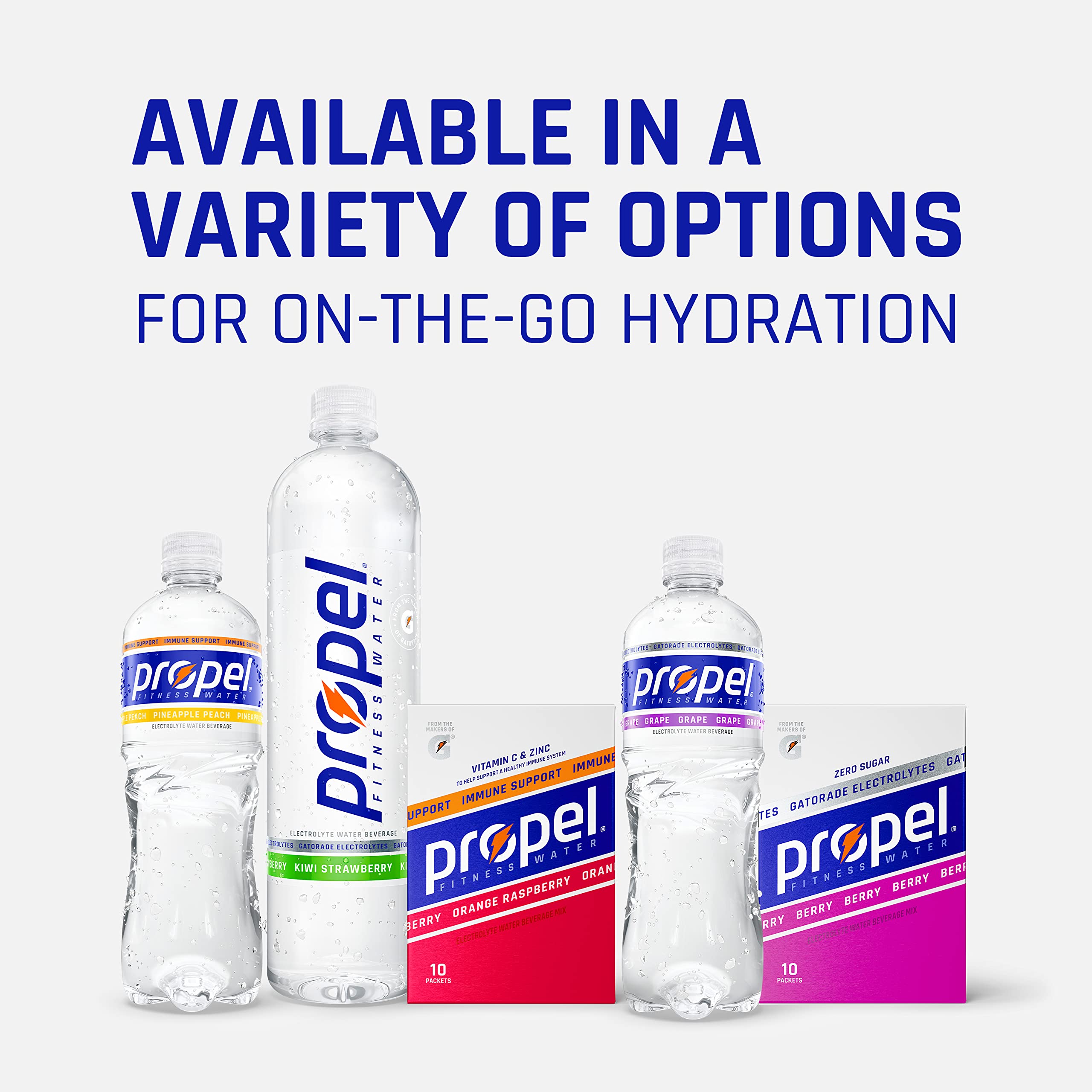Propel Powder Packets, 3 Flavor Variety Pack, Electrolytes, Vitamins and No Sugar, Packaging May Vary, 0.88 Ounce (Pack of 5)
