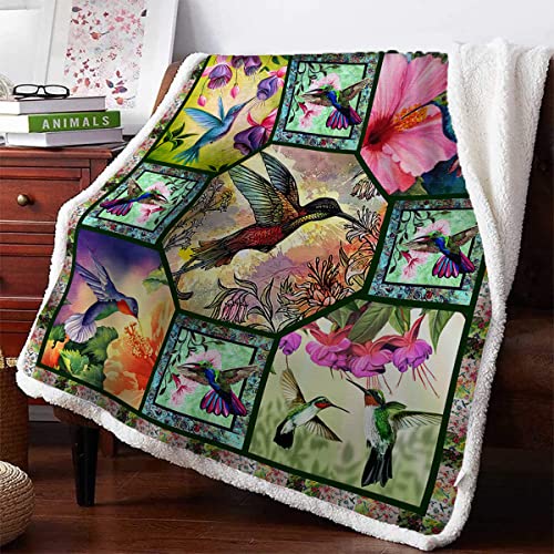 Hummingbird Blanket Ultra Soft Flannel Fleece Bed Blanket Hummingbird Fluffy Blanket Ocean Throw Blankets for Kids and Adults Cozy Blankets,Design ,Small/Medium/Large/X-Large