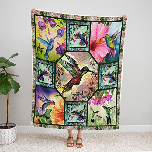 Hummingbird Blanket Ultra Soft Flannel Fleece Bed Blanket Hummingbird Fluffy Blanket Ocean Throw Blankets for Kids and Adults Cozy Blankets,Design ,Small/Medium/Large/X-Large