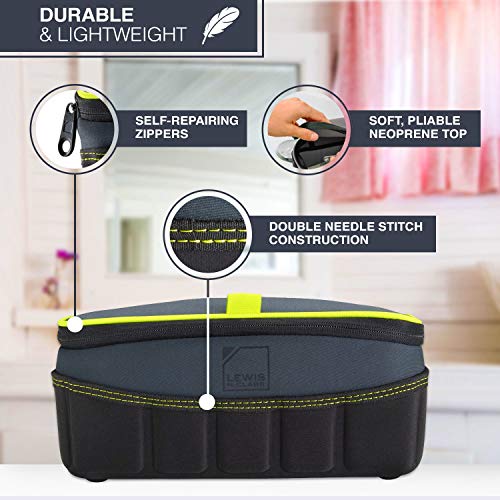 Lewis N. Clark Travelflex Toiletry Kit, Makeup Bag, Shower Caddy + Travel Organizer for Luggage, Carry-on or Suitcase, Classic Side Zip, Charcoal