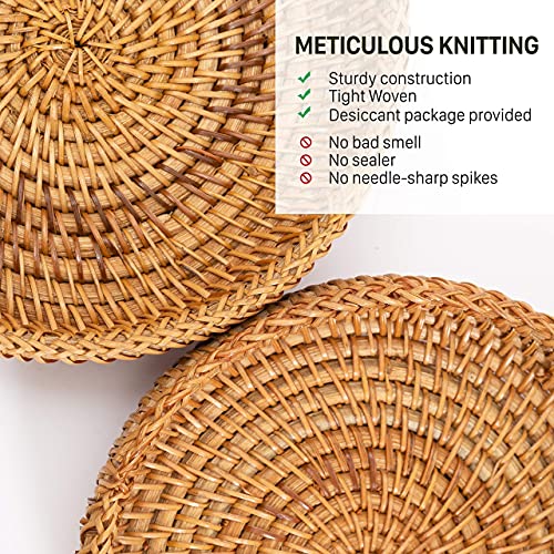 Small Key Bowl for Entryway Table Wicker Decorative Bowls Keys Holder Basket Handmade Woven Display Wall Baskets Rattan Fruit Candy Wallet Storage Organizing Kitchen Countertop (XS: 7.3" Set 1)