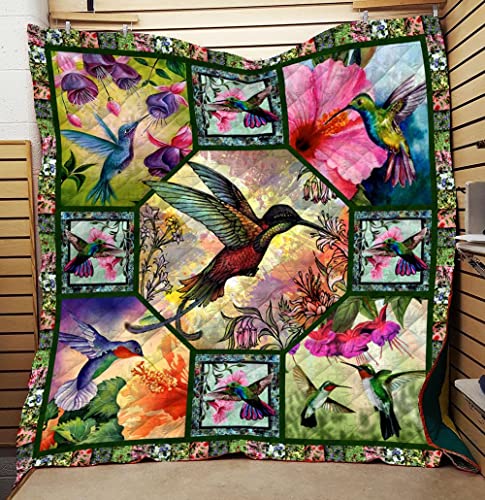 Hummingbird Blanket Ultra Soft Flannel Fleece Bed Blanket Hummingbird Fluffy Blanket Ocean Throw Blankets for Kids and Adults Cozy Blankets,Design ,Small/Medium/Large/X-Large