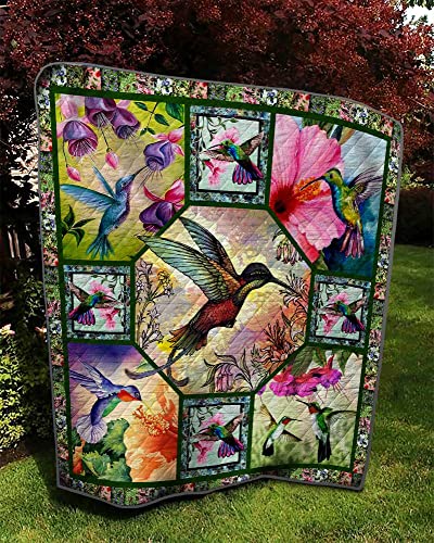 Hummingbird Blanket Ultra Soft Flannel Fleece Bed Blanket Hummingbird Fluffy Blanket Ocean Throw Blankets for Kids and Adults Cozy Blankets,Design ,Small/Medium/Large/X-Large