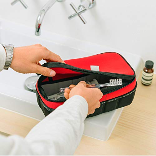 Lewis N. Clark Travelflex Toiletry Kit, Makeup Bag, Shower Caddy + Travel Organizer for Luggage, Carry-on or Suitcase, Classic Side Zip, Charcoal